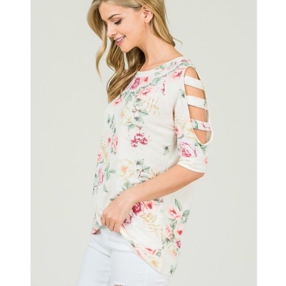 Tops | Ladder Sleeve Floral Print Top | Poshmark